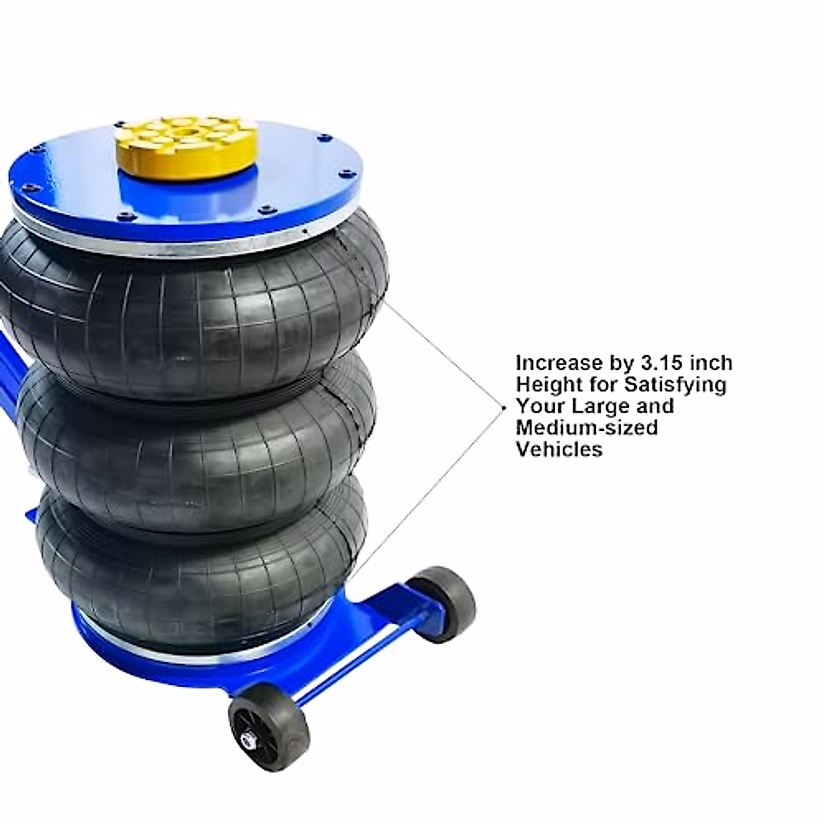 WNYSKJAP Air Jack, 5 Ton/11000 lbs Air Bag Jack for Cars, Lift Up to 15.75 Inch, 3-5S Fast Lifting Triple Bag Air Jack with Adjustable Long Handle (Blue)