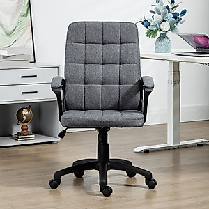 Vinsetto Office Chair, Fabric Computer Desk Chair, Swivel Task Chair with Arms, Adjustable Height, Swivel Wheels, Charcoal Gray