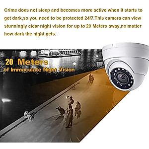 2MP Dome TVI AHD CCTV Surveillance Security Camera, 2.8mm 100° Wide Viewing Angle, 1080P Dome Camera, 65ft Night Vision, Outdoor, Compatible with Analog TVI AHD CVI DVR, Full Metal Housing