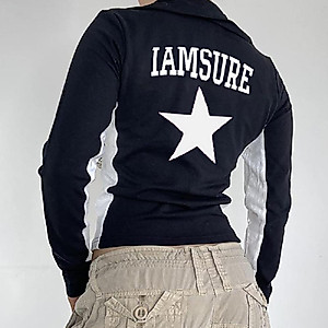 ROAONOCOMO Women Y2K Zip Up Jackets Stand Collar Slim Fit Tracksuit Long Sleeve Racing Jacket Sweatshirt Blokecore Streetwear