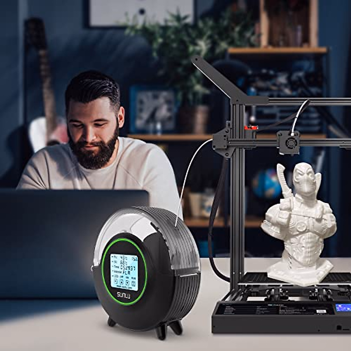 [SUNLU Manufacturer] 3D Printer Filament Dryer with Fan, Upgraded Filament Dry Box S2, 3D Printer Filament PLA PETG ABS TPU Nylon PA Storage Dehydrator Box, 360° Surround Heating, FilaDryer S2, Black