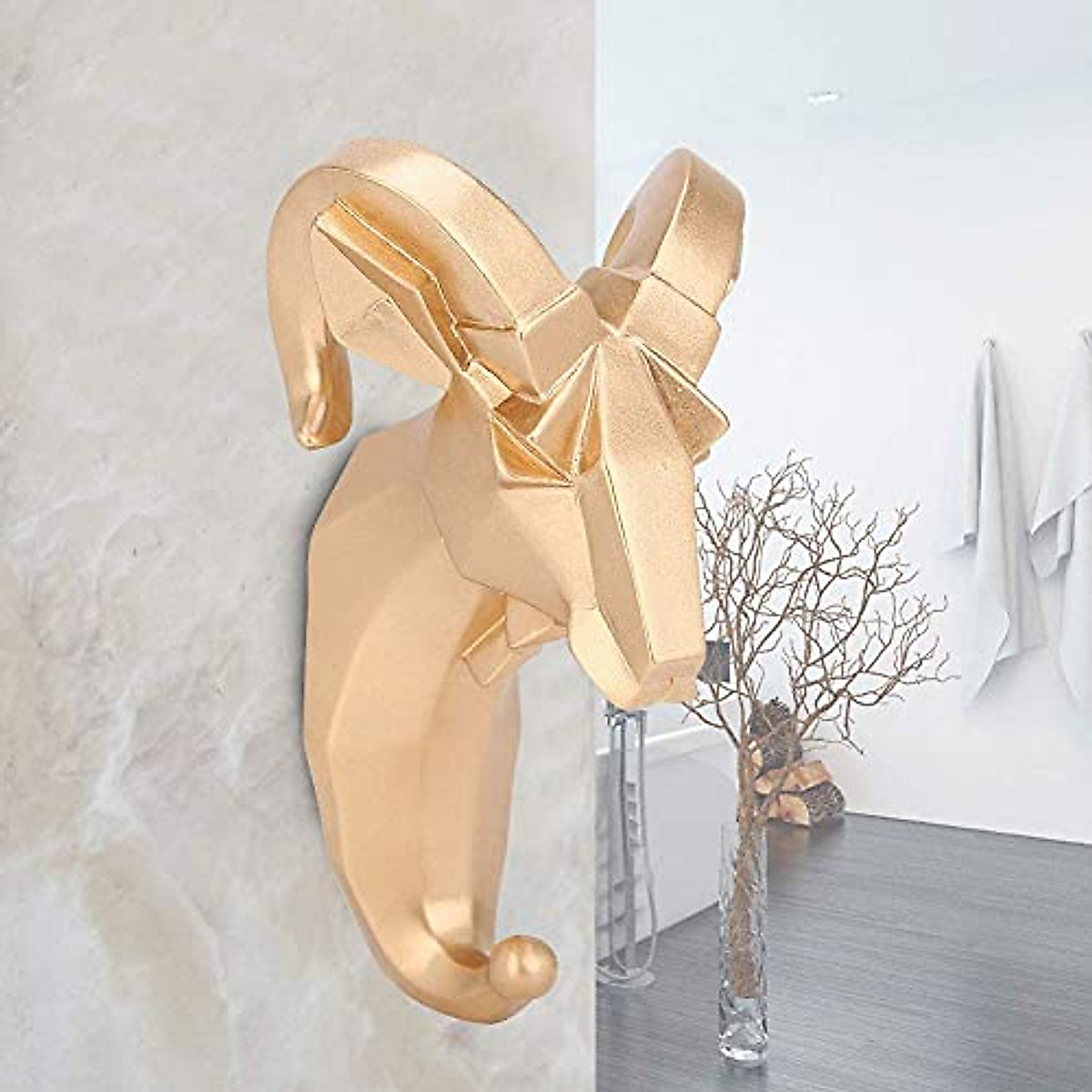 Fdit Resin Wall Hooks Coat Robe Clothes Bath Wall Hooks Animal Shape Coat Hat Keys Hanger(Goat)