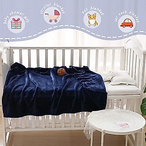 Exclusivo Mezcla Fleece Throw Blanket for Couch, Super Soft and Warm Blankets, Navy Blue Throw All Season Use, Cozy, Plush, Lightweight, 30x40 inches