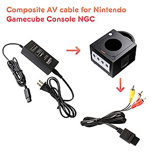 Xahpower AC Power Supply for Gamecube, AC Power Adapter Cord and AV Cable for Nintendo Gamecube Console NGC