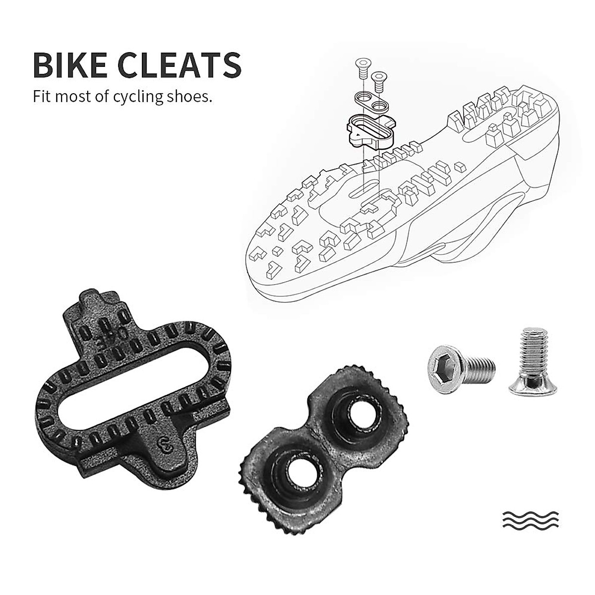 U3store 2 Set of Bike Cleats 14° Rotate Adjust Replacement for Shimano SPD Spinning Indoor/Mountain Bike Bicycle Cleat Kit