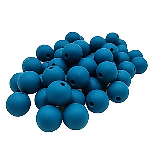 100pcs Biscay Bay Color Silicone Round Beads Sensory 15mm Silicone Pearl Bead Bulk Mom Necklace DIY Jewelry Making Decoration