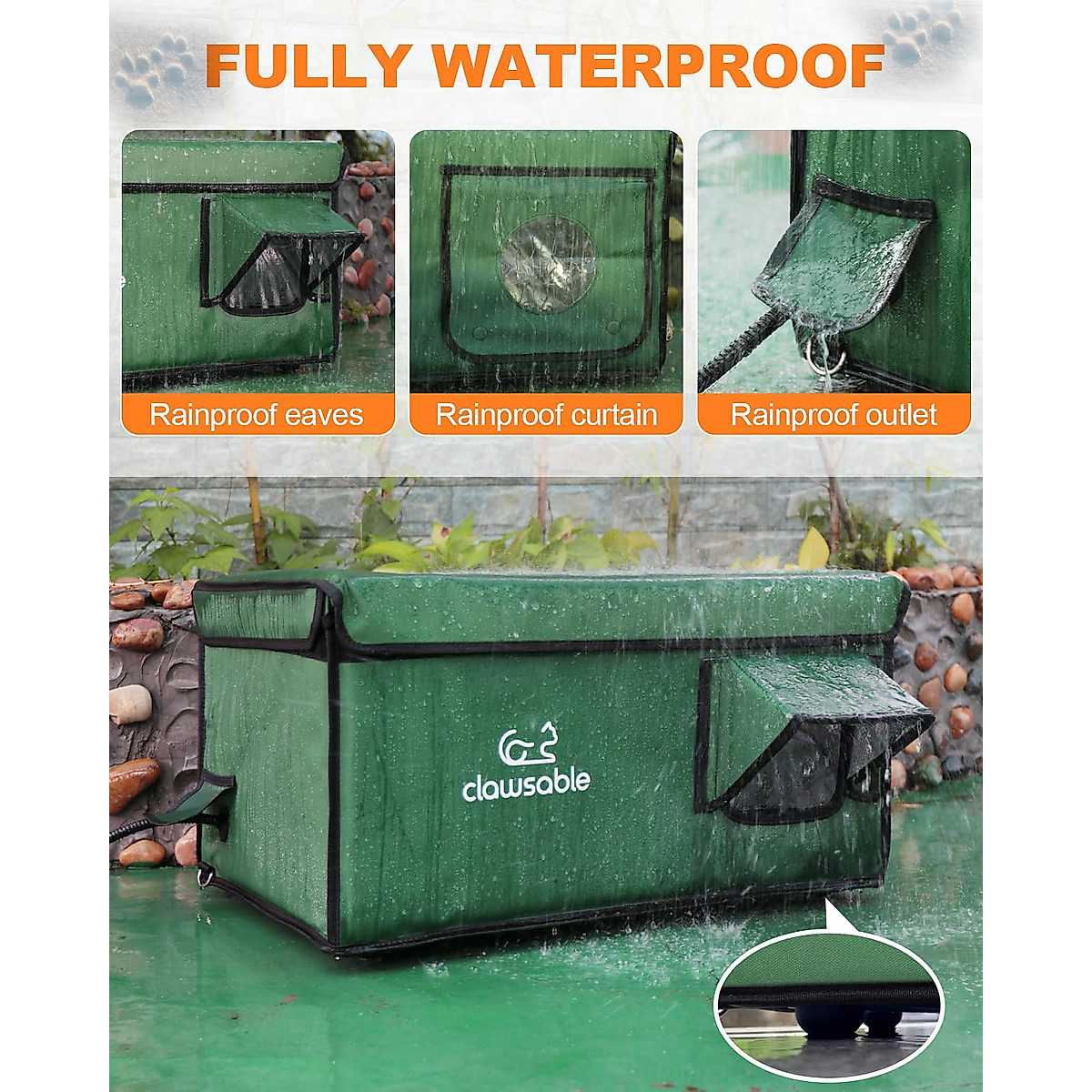 Heated Cat House for Outdoor Cat in Winter, Weatherproof Heated Cat Bed Kitty Shelter with Cat Heating Pad, Waterproof & Insulated & Safe Escape Door, Warm Home for Outside Barn Feral Stray Cat