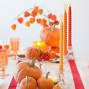 Orange-Gradient Spiral Taper Candles for Home Decoration, 4 Pack 10 Inch Candlesticks for Dinner Party Holiday Fall Halloween and Harvest