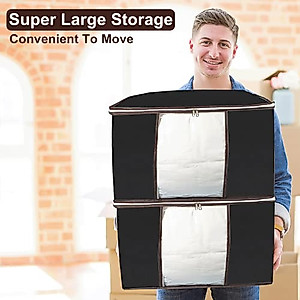Ragestor ppliessu 90L large clothes storage container closet organizer storage bags for clothes under bed storage bin organizer for closet shelves basement（6pack,Black