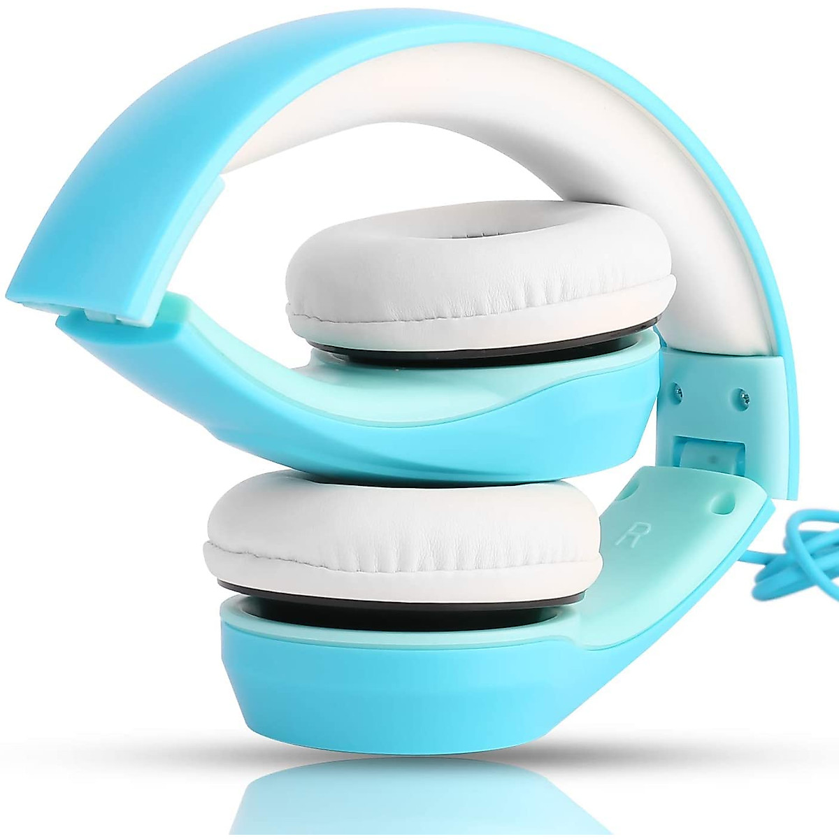 KPTEC Kids Headphones, Wired Girls Headphone with Microphone 93dB Volume Limited, On-Ear Foldable Headset for School Students/Toddler/Children/iPad/Tablet, 3.5mm Jack, Pink