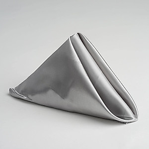 TABLECLOTHSFACTORY 20"x20" Silver Wholesale Satin Linen Napkins for Wedding Birthday Party Tableware - 5 PCS