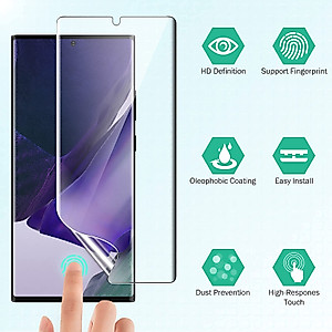 EGV [4 Pack] Compatible for Note 20 Ultra 6.9 inch, 2 Pack Soft TPU Screen Protector and 2 Pack Camera Lens Protector[Case Friendly][Bubble Free][Support Ultrasonic Fingerprint]