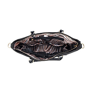 JuJuBe | Eco Tote Bag, Fashion Diaper Bag Tote for Moms with 3 Exterior Pockets, 11 Interior Pockets, and Wipe-Clean Microfiber Changing Pad | Black Catwalk 15 in x 13 in x 5 in