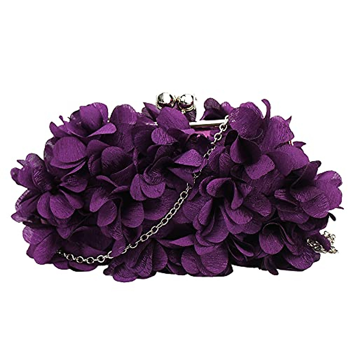 Zeph Hosea Flowers Evening Clutch Purse Kiss Lock Wedding Party Bag Chain Crossbody Shoulder Purse, Purple