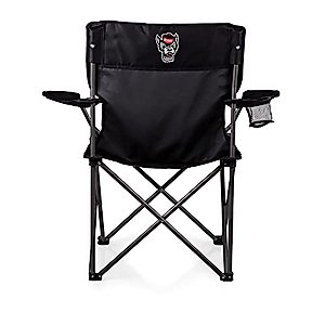 PICNIC TIME NCAA NC State Wolfpack PTZ Camp Chair, Picnic Chair, Beach Chair with Carrying Bag, (Black), 20.5 x 33 x 34