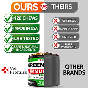 Grass Burn Spot Chews for Dogs - Dog Urine Neutralizer for Lawn - 120 Grass Green Dog Chews - Grass Savers for Dog Urine - Dog Pee Grass Neutralizer with Probiotics - Digestive Enzymes - Made in USA