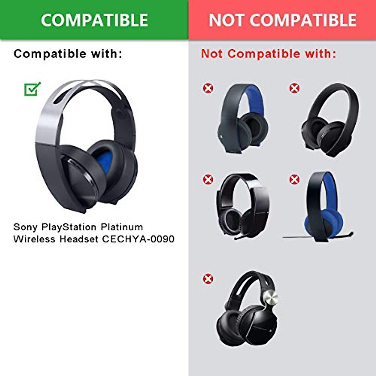 PS4 Platinum Ear Pads - defean Replacement Ear Cushion Black Protein Leather & Memory Foam Ear Pads Compatible with Sony PS4 Platinum Wireless Headset CECHYA-0090 Headphone