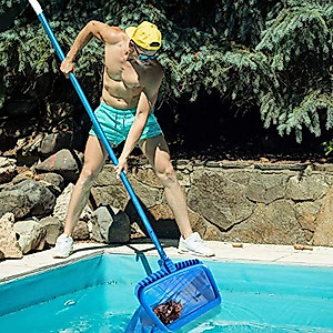AnSun Upgraded Pool Skimmer Net, Heavy Duty Leaf Rake for Cleaning Swimming Pool & Pond, Fine Mesh Deep Bag Catcher with Strong Plastic Frame