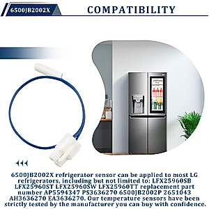 6500JB2002X Refrigerator Temperature Sensor Fits for LG, Replaces AP5594347 PS3636270 6500JB2002P 2651043 AH3636270 EA3636270, Refrigerator Thermistor for LG LFX25960SB LFX25960ST LFX25960SW