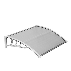 40-inch Window Awning Door Awnings Exterior Made Polycarbonate Sheets Panels, Polypropylene Brackets to Protect House from Sun, Rain and Snow