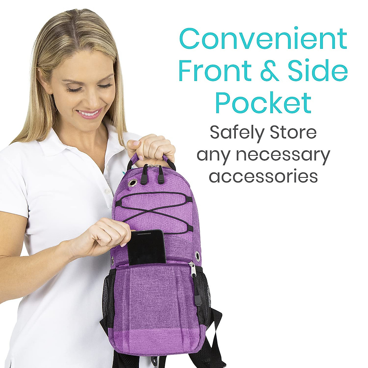 Vive Oxygen Tank Holder Bag - Portable Cylinder Backpack for Wheelchair & Walker - Adjustable Tank Carrying Accessories Bag for Shoulder, Rollator Walker, Scooter, Travel - Fits A, B, C, M2, ML6, M7