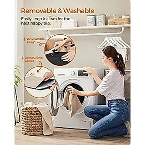 Feandrea Dog Car Seat, Pet Booster Seat for Small Dogs up to 18 lb, with Adjustable Straps, Removable Washable Fleece Liner, 4 Pockets, for Front Seats, Back Seats, Black and Beige UPBS042B01