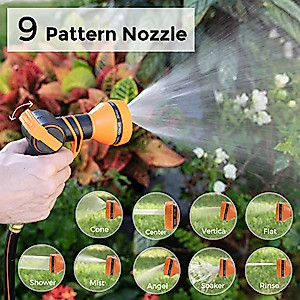 Giraffe Tools AW25 Wall Mounted Hose Reel Retractable 1/2" 78 ft Heavy Duty, Slow Rewind System, Any Length Lock, 9 Pattern Nozzle, Swivel Bracket, 78ft, Dark Grey