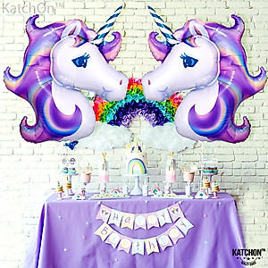 KatchOn, Huge Purple Unicorn Balloons - 43 Inch, Unicorn Head Balloon | Unicorn Mylar Balloons for Unicorn Party Decorations | Purple Unicorn Birthday Decorations for Girls | Unicorn Party Supplies