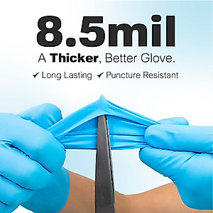 Raxwell Rubber Gloves Disposable Latex Free | Extended Cuff 8.5 Mil Long Heavy Duty Nitrile Gloves Large | 50 Count | Powder Free, Food Grade & Safe | Rubber, Ambidextrous & Non Latex