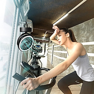 KMU Camping Fan with LED Lights 6000mAh Rechargeable Battery Operated Fan, Portable Personal Small Desk Fan, Tent Fan with Retractable Hook for Camping, Fishing, Picnic, Bedroom, Home, Office...