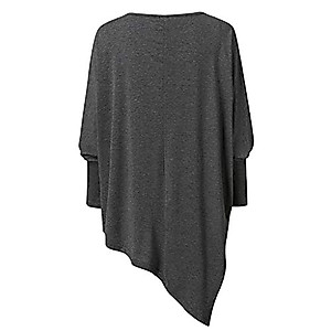 finess Womens Ladies Blouse T Shirt Tops Long Sleeve Solid Irregular Hem Loose Casual Sweatshirt Pullover Tunic Fall Clothes M-XXL (Gray, XL)
