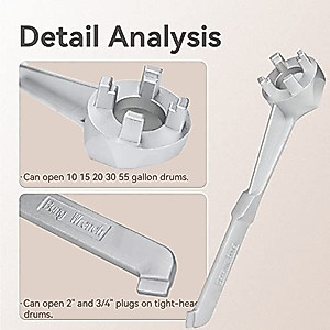 Ullnosoo Bung Wrench 55 Gallon Drum, Drum Wrench Aluminum Barrel Wrench Opener Tool for 10 15 20 30 50 55 Gallon Drum, for 2 inch and 3/4 inch Bung Caps