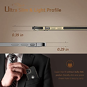 LOHASIC Compatible with iPhone 14 Pro Max Case, Slim Leather Gold Electroplated Bumper Anti-Scratch Soft Back Cover Protective Men Cases Designed for iPhone 14 Pro Max 6.7 inch 2022 - Black