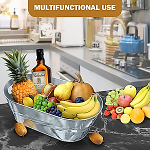 4PCS 3 Gallon Galvanized Tub with Carry Beer Drink Storage Cooler Metal Beverage Ice Tub Galvanized Ice Buckets for Party