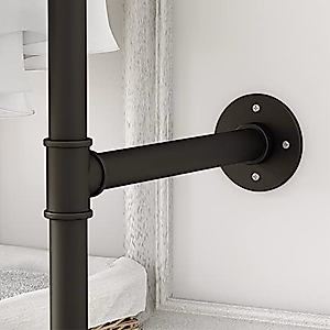 HEONITURE Industrial Pipe Clothing Rack with Shelves, Wall Mounted Garment Rack, Heavy Duty Choset Clothes Rack for Indoor Bedroom and as walk-in Closet System(Black)