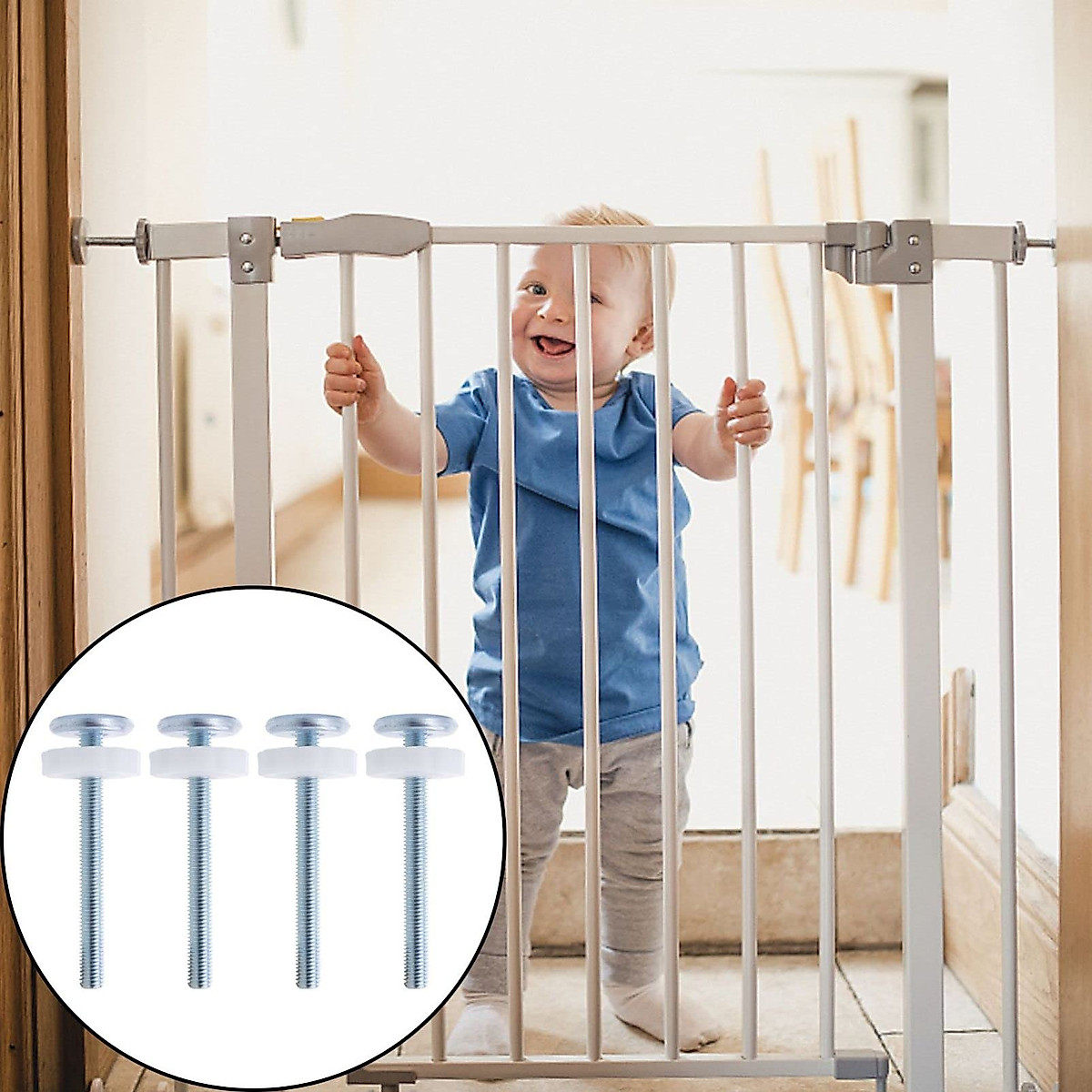 SAFIGLE 8 Pcs Child Playpen Screws Baby Gate Bolt Pressure Bolt Pet Safety Screws Baby Gate Spindle Rods Pressure Mounted Gate Screw Baby Gate Screws Door Lever No Punching M8 Metal