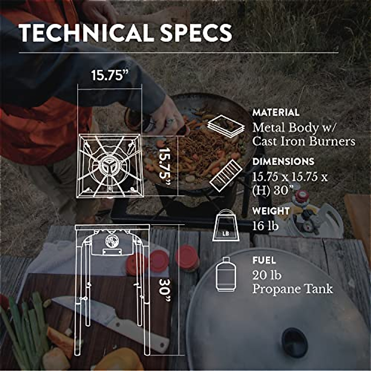 GasOne Propane Single Burner Camp Stove with High Temp Paint & Red QCC Steel Braided Regulator with Height Adjustable Leg