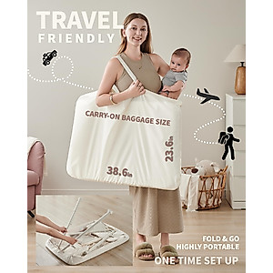 AirClub Bassinet Bedside Sleeper, Baby Crib for Newborn, Baby Bassinets Bedside Sleeper with 4 Auto-Lock & Adjustable Height, Breathable Mesh & Mattress, Bedside Bassinet