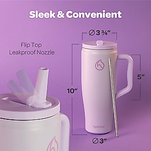 Hydracy Soulmate 40oz Tumbler with Handle and Flip Straw - 100% Leakproof Reusable Insulated Cup with Stainless Steel Straw - Cupholder Friendly Rubber Base Travel Mug - Gifts for Women & Men