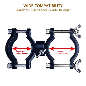 LIGHTFE Aluminum Bike Flashlight Mount for Large Size Bike Lights,U Lock Mount for Bike Lock Holder, 360° Rotation Adjustable Bicycle Flashlight Mount Flashlight…