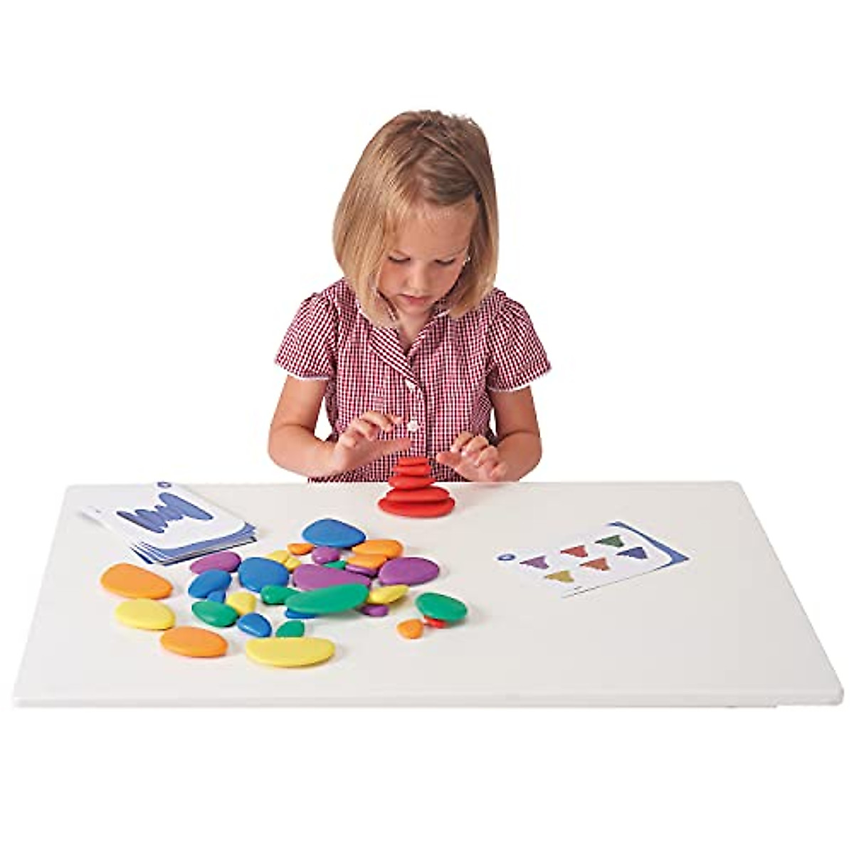 Rainbow Pebbles - Set of 36 Sorting and Stacking Stones with 20 Activity Cards - In Home Learning Toy for Early Math