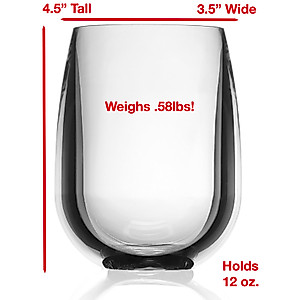 Symglass Unbreakable Clear Stemless Wine Glass Looks,Feels,Weighs Same as Glass(.58lbs),DW Safe!2PK