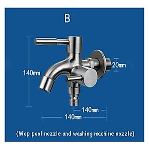 CUFTOBJM 1/2 inch Interface 304 Stainless Steel Dual-Purpose Faucet Washing Machine Laundry Room mop Pool Double Handle Replacement (Color : B)