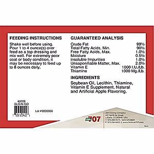 Formula 707 Glo-N-Go Equine Supplement, Gallon Liquid – Vitamin and Calorie Support for Healthy Weight Retention and Coat Condition in Horses
