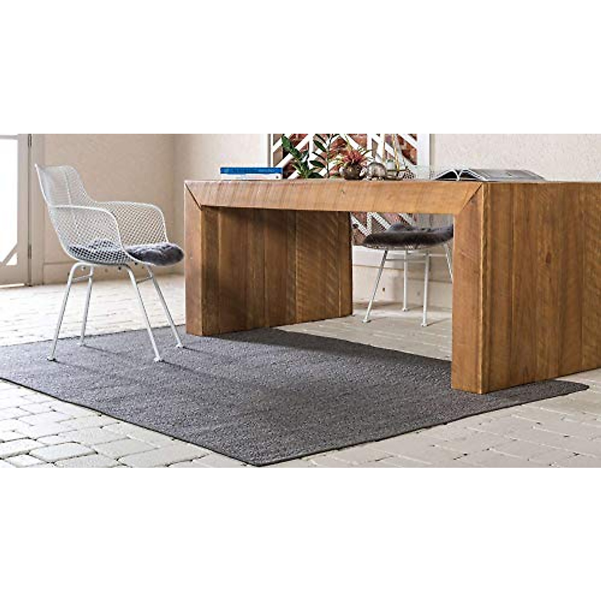 Unique Loom Modern Collection Distressed, Stripes, Helix, Vintage, Indoor and Outdoor Area Rug, 6 ft x 9 ft, Gray/Light Gray