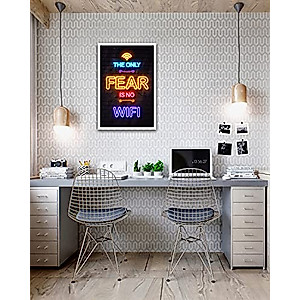 Gaming Posters for Teen Boys Room Decor - Boys Wall Art Gamer Decorations for Bedroom - Video Game Black Light Posters - Gaming Accessories for Room - Gamer Gifts - 12x18in Unframed - The Only Fear Is No Wifi