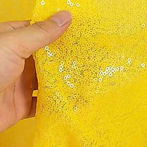 Sequin Fabric Glitter Fabric 3mm 1 Yard Sequin Fabric by The Yard Sparkly Fabric Little Mermaid Fabric Outdoor Glitter Fabric Sequence Material for Dress Clothing Wedding Home Dec (1 Yard, Yellow)