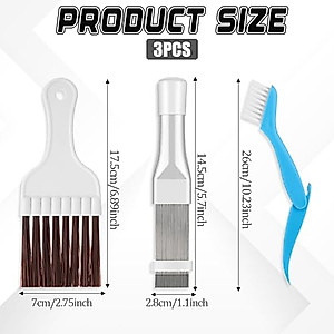 Jeffdad 3 Pcs Air Conditioner Fin Comb Cleaner Kit, Ac Fin Comb Condenser Coil Brush, Radiator Fin Comb Straightener Refrigerator Tools, Evaporator Radiator Repair Clean Tool
