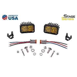 Diode Dynamics Stage Series 2in SAE Yellow Sport Standard LED Pod (pair), Spot w/Amber Backlight