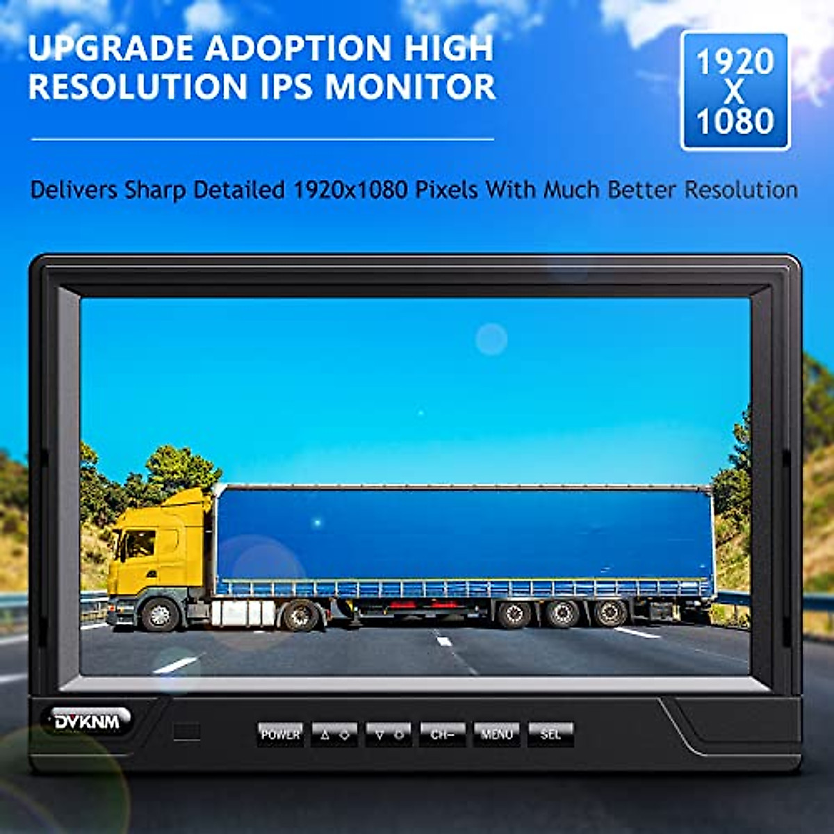 DVKNM RV Backup Camera System 9" AHD IPS Dual Split Monitor 1080P HD Rear View Camera DVR Loop Recording IP69 Waterproof Night Vision for Car RV Trailer Truck Bus Semi etc. (TH102)